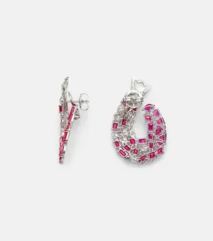 KAMYEN 18kt White Gold Diamond And Ruby Earrings