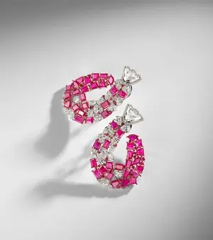 KAMYEN 18kt White Gold Diamond And Ruby Earrings