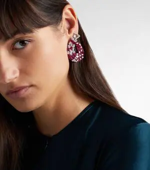 KAMYEN 18kt White Gold Diamond And Ruby Earrings