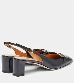 TOD'S 50 Leather Slingback Pumps - Black