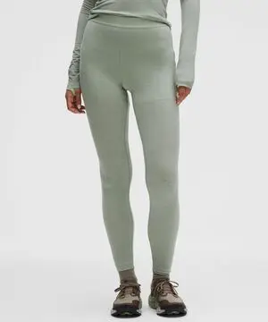 Lululemon Wool-blend Base Layer Tight - Fog Green/lemongrass