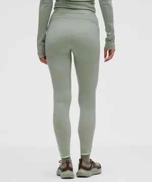 Lululemon Wool-blend Base Layer Tight - Fog Green/lemongrass