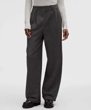 Lululemon Daydrift High-rise Wide-leg Trouser Short - Heathered Herringbone Heathered Deep Coal Black