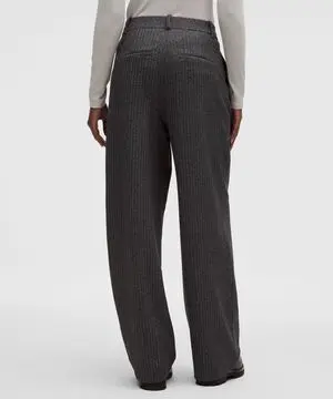 Lululemon Daydrift High-rise Wide-leg Trouser Short - Heathered Herringbone Heathered Deep Coal Black