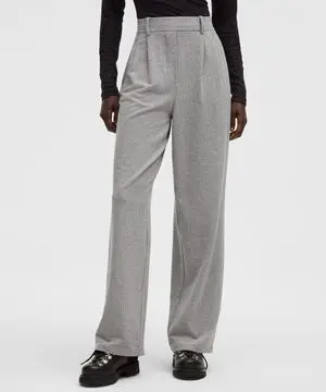 Lululemon Daydrift High-rise Wide-leg Trouser - Heathered Herringbone Heathered Black Dove Grey