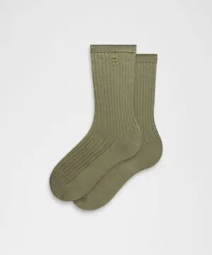 Lululemon Ribbed Cotton-blend Crew Socks - Bay Leaf