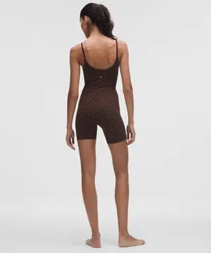 Lululemon Align™ Cami Bodysuit 6" Jacquard - Square Heart Jacquard Java Sequoia