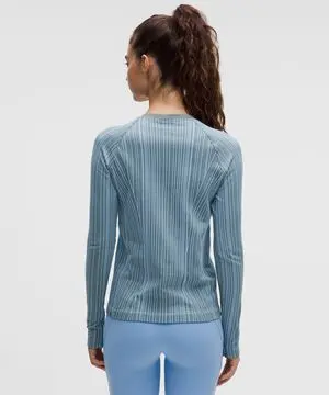 Lululemon Rest Less Variegated Ribbed Pullover - Contour Variegated Rib Sinatra Blue/steel Blue