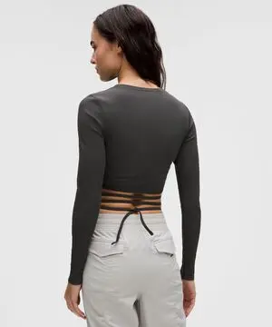 Lululemon Logo Bead Ribbed Waist-tie Long-sleeve Shirt - Graphite Grey