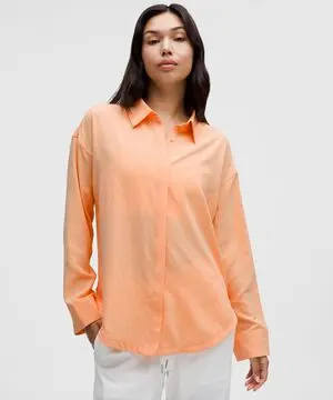 Lululemon Long Button-front Shirt - Peach Bellini