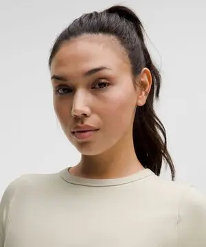 Lululemon Cropped Nulu Twist-hem Short-sleeve Shirt - Bone