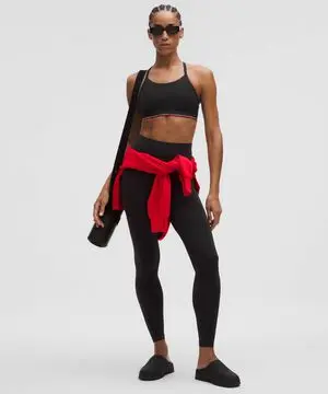 Lululemon Flow Y Mid-support Bra Logo - Black
