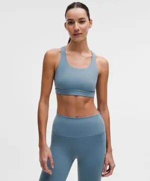 Lululemon Wunder Train Mesh-back Bra - Steel Blue