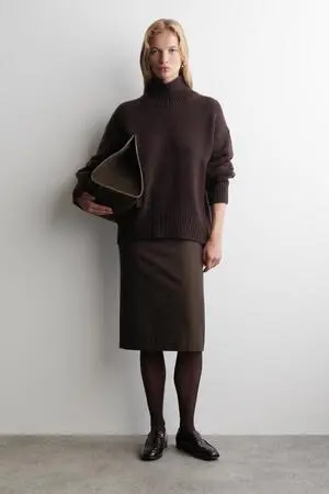 Cos Chunky Mock-neck Wool Sweater - Brown