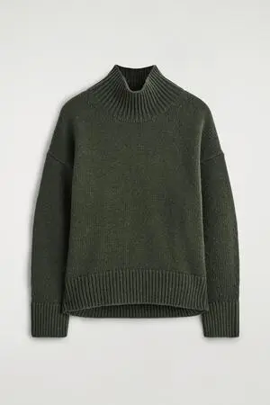 Cos Chunky Mock-Neck Wool Sweater Green