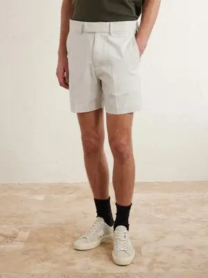 TOM FORD Straight-leg Brushed Cotton-drill Shorts - White