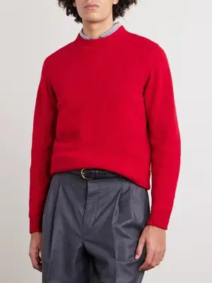 William Lockie Virgin Wool Crewneck Sweater - Red