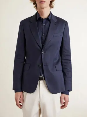 Paul Smith Slim-fit Linen And Virgin Wool-blend Suit Jacket - Blue