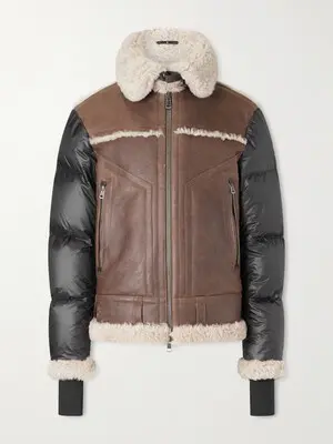Moncler Argens Padded Shearling And Shell Jacket - Brown