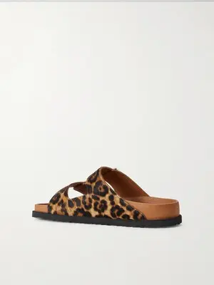 BIRKENSTOCK Arizona Leopard-print Calf Hair Sandals - Brown