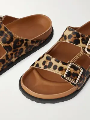 BIRKENSTOCK Arizona Leopard-print Calf Hair Sandals - Brown