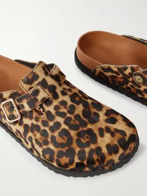 BIRKENSTOCK Boston Leopard-print Calf Hair Clogs - Brown