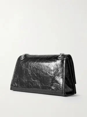 Tory Burch Kira Turnlock Mini Crinkled-leather Shoulder Bag - Black
