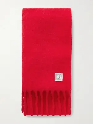 TOTEME Fuzzy Fringed Alpaca-blend Scarf - Red