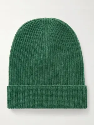 THE ELDER STATESMAN Ribbed Cashmere Beanie - Green