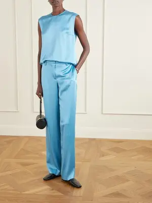 Stella McCartney Satin Wide-leg Trousers - Blue