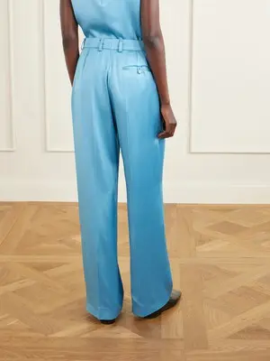 Stella McCartney Satin Wide-leg Trousers - Blue