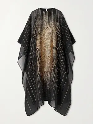 TALLER MARMO Venice Fil Coupé Silk-blend Kaftan - Black