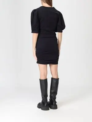 Isabel Marant Étoile Ruched Puff Sleeve Mini Dress - Black