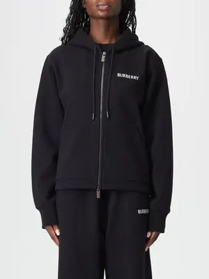 Burberry Logo Zip-up Hoodie - Black