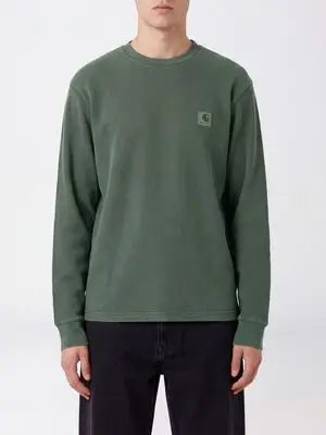 Carhartt Work In Progress Long-sleeved Cotton T-shirt With Pocket And Contrast Logo - Green