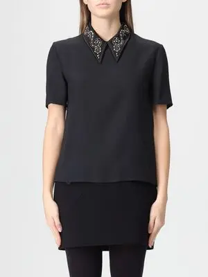Versace Embellished Collar Top - Black