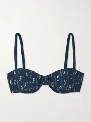 Tory Burch Underwired Printed Bikini Top - Blue