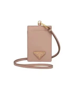 Prada Saffiano Leather Badge Holder - Powder