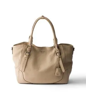 Prada Large Leather Tote Bag - Neutral