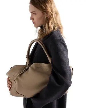Prada Leather Tote Bag - Neutral