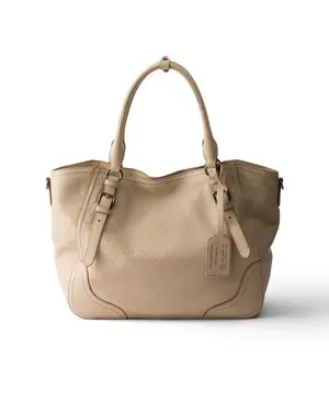 Prada Leather Tote Bag - Neutral
