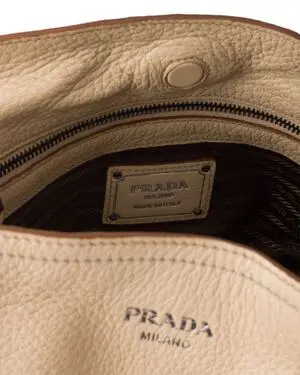 Prada Leather Tote Bag - Neutral