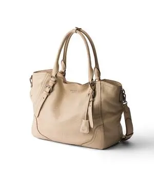 Prada Leather Tote Bag - Neutral