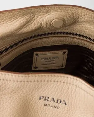 Prada Large Leather Tote Bag - Sand Beige