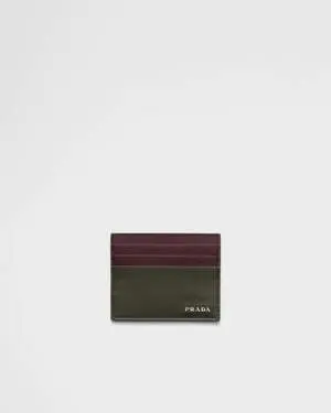 Prada Saffiano Leather Card Holder - Camouflage/burgundy
