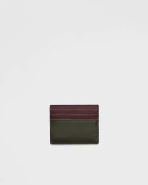 Prada Saffiano Leather Card Holder - Camouflage/burgundy