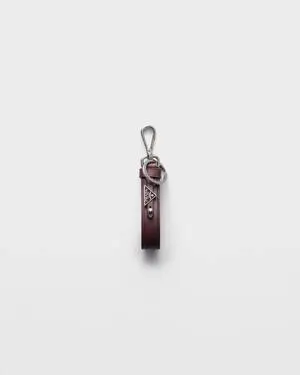 Prada Saffiano Leather Keychain Burgundy