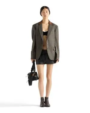 Prada Single-breasted Shetland Wool Chevron Jacket - Brown