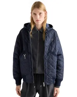 Prada Re-nylon Blouson Jacket With Hood - Blue
