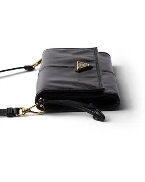 Prada Leather Wallet With Shoulder Strap - Black